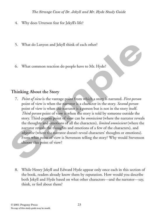 Strange Case of Dr. Jekyll and Mr. Hyde Study Guide | Progeny Press ...