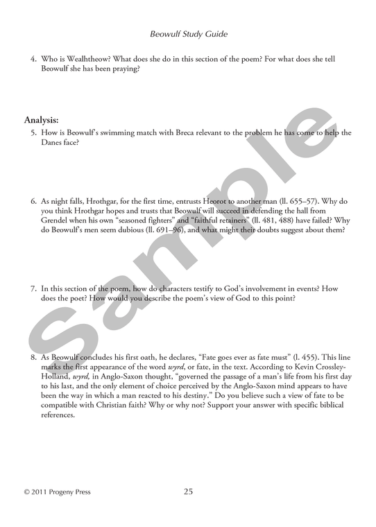 Beowulf Study Guide | Progeny Press Literature Curriculum