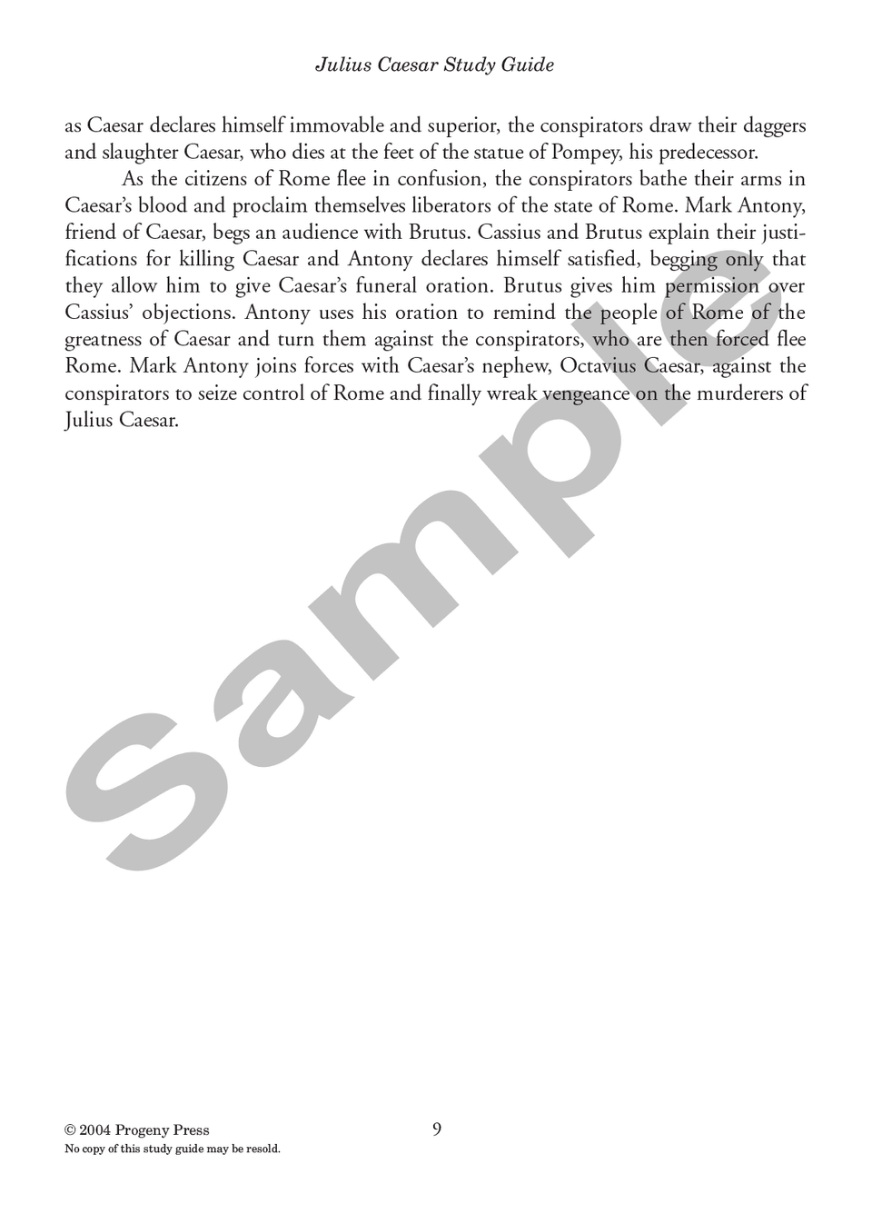 Julius Caesar Study Guide | Progeny Press Literature Curriculum