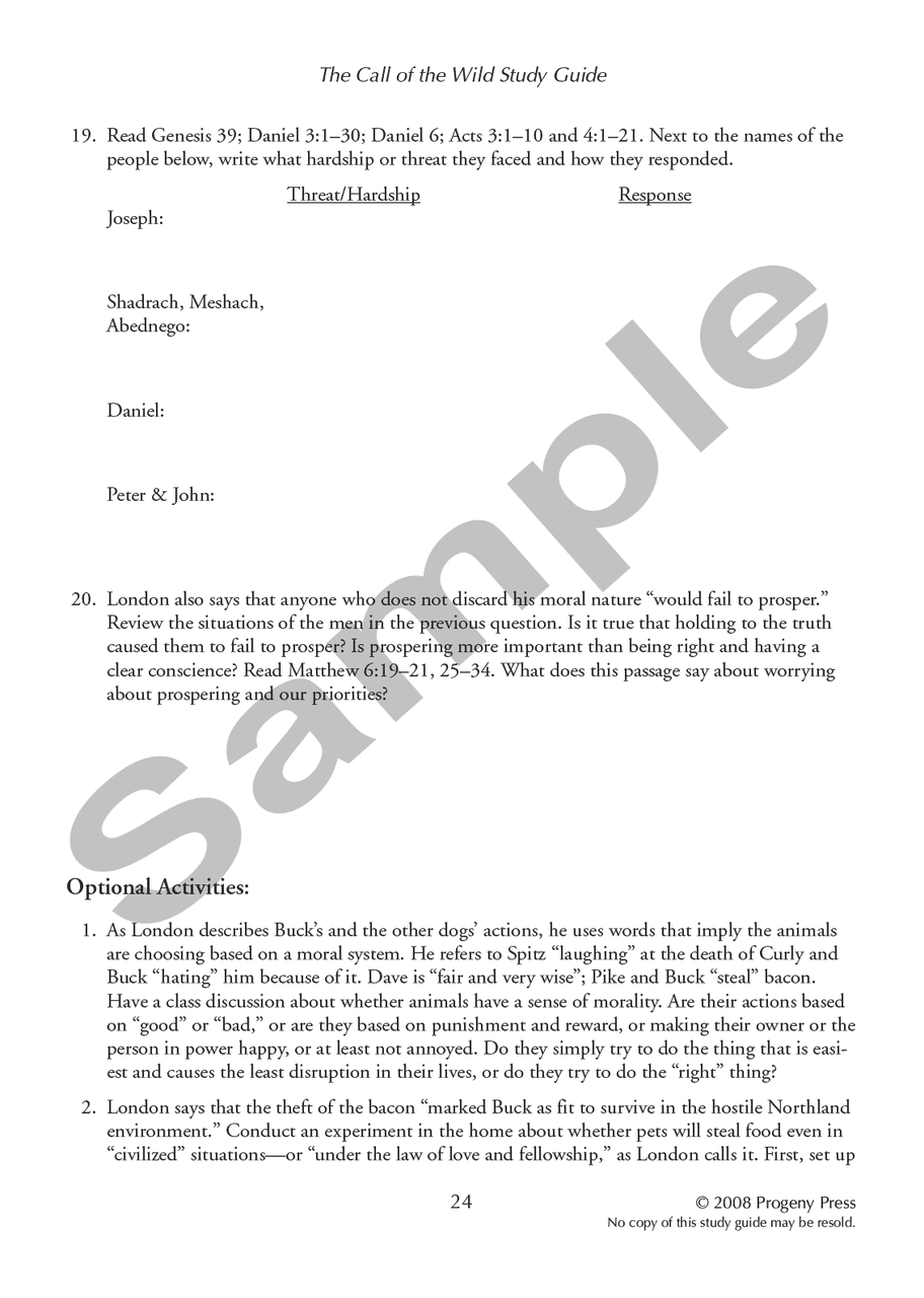 The Call of the Wild Study Guide | Progeny Press Literature Curriculum