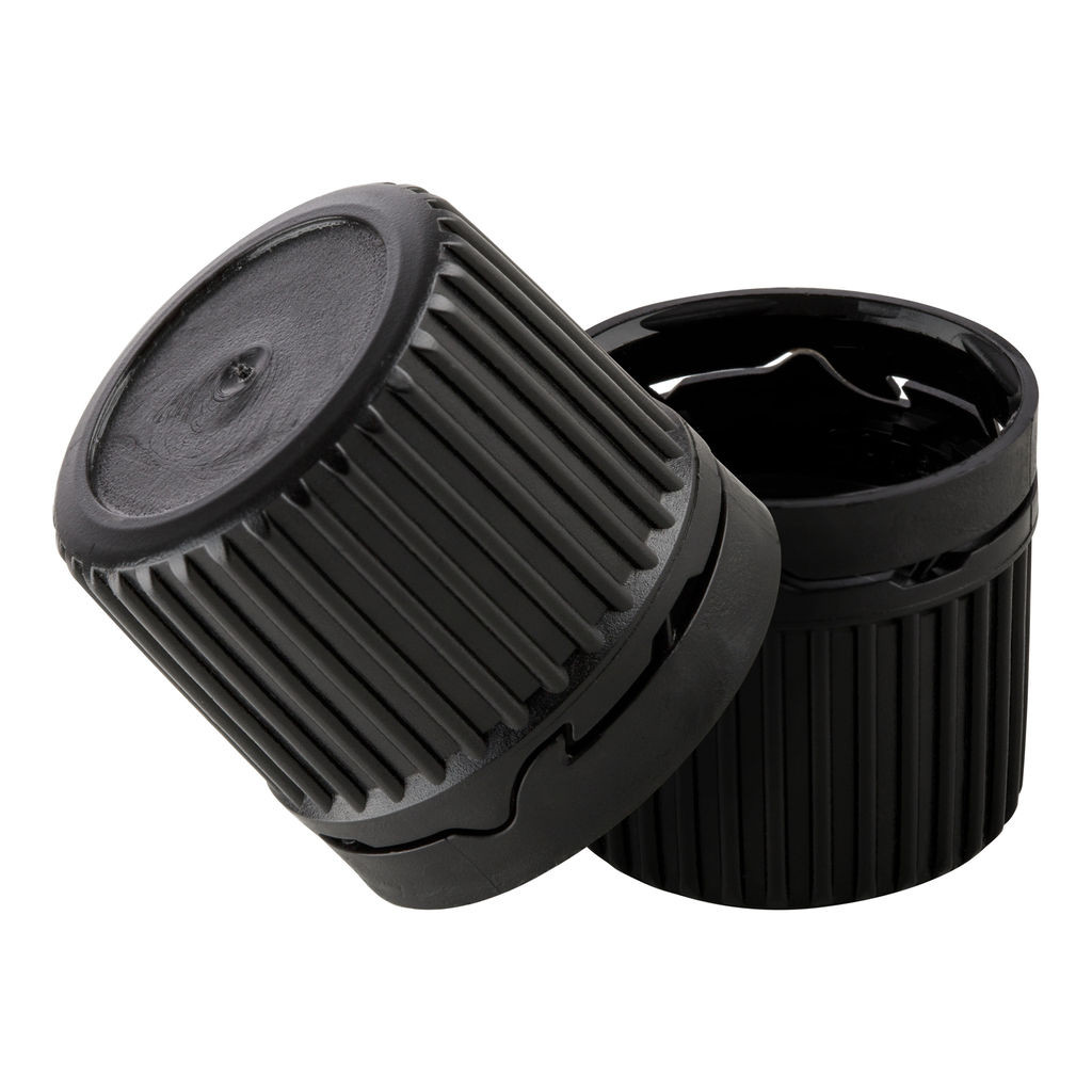 18mm Black Plastic Tamper Evident Screw Cap - Plasdene Glass-Pak Pty Ltd