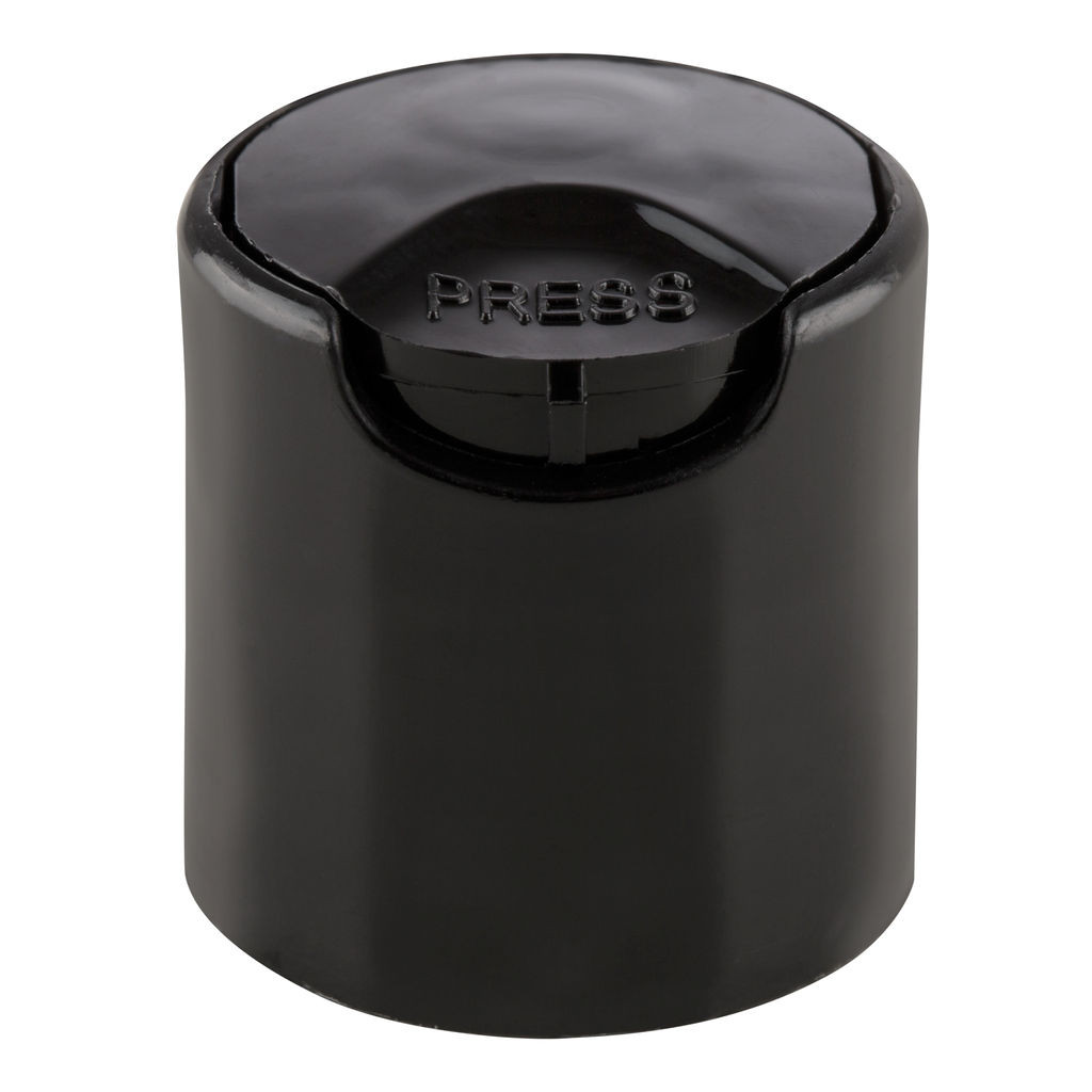 24mm 410 Black Plastic Disc Top Cap - Plasdene Glass-Pak Pty Ltd