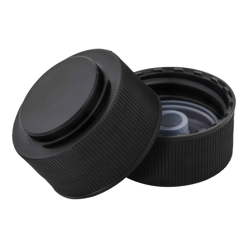 28mm 410 Black Plastic Snap & Screw Cap with Pourer Plug - Plasdene ...