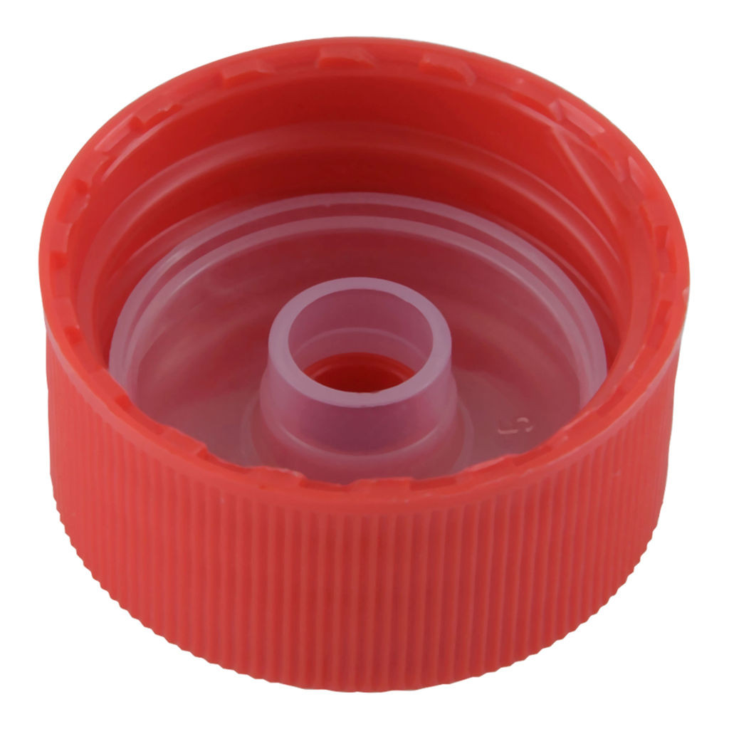 28mm 410 Red Plastic Snap & Screw Cap with Pourer Plug - Plasdene Glass ...