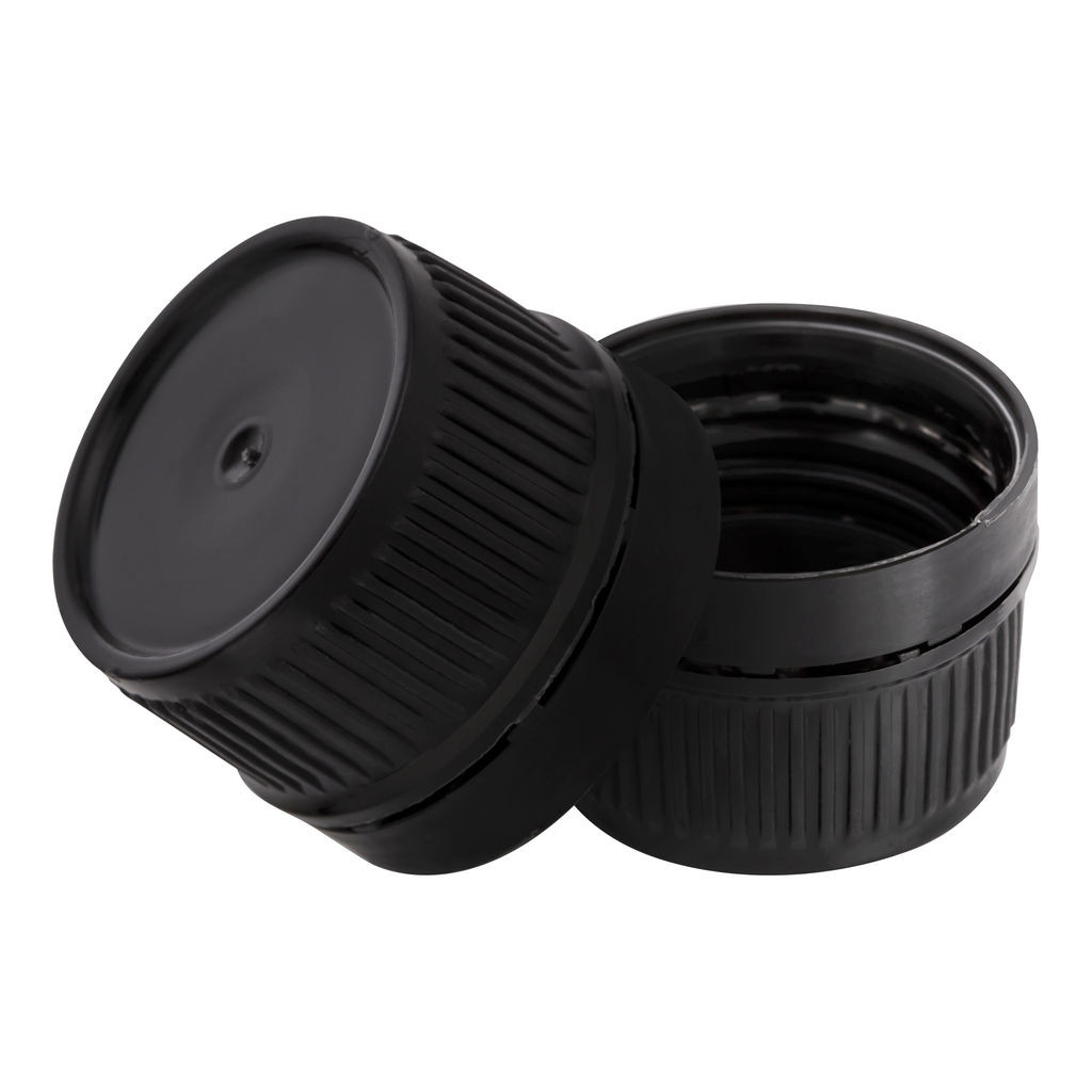 24mm Black Plastic Tamper Evident Screw Cap with Liner - Plasdene Glass ...