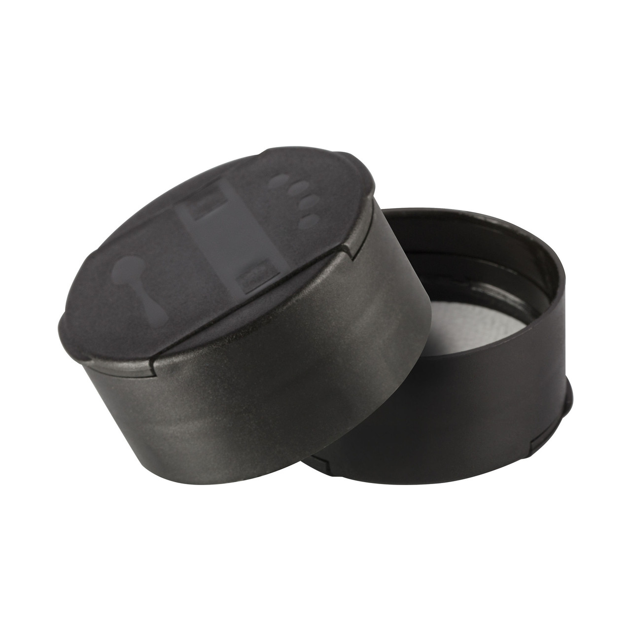 41mm Black Plastic 4-Hole Shaker & Spoon Dual Flip Top Cap with Liner ...