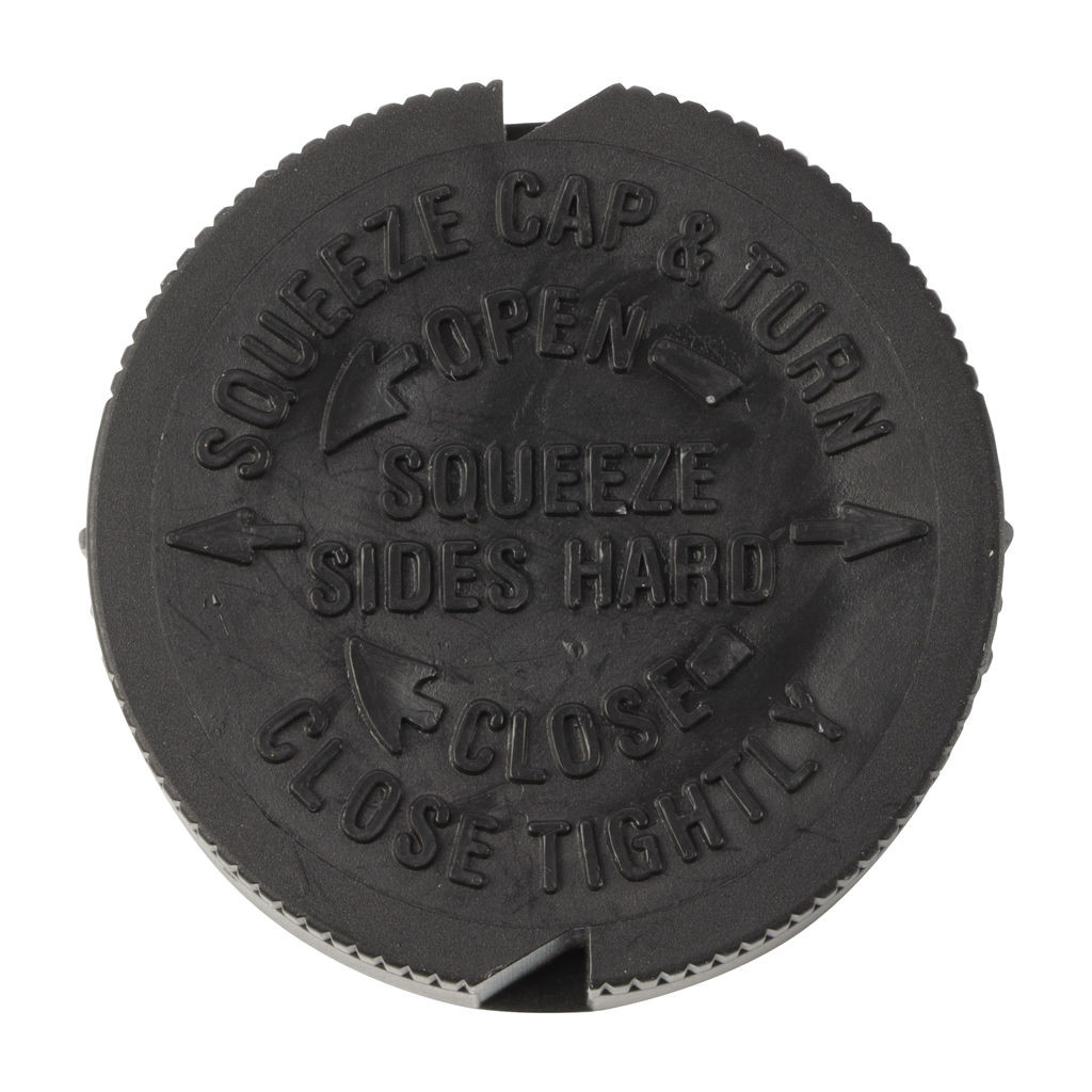 28mm Black Plastic Squeeze & Turn Lock Cap - Plasdene Glass-Pak Pty Ltd