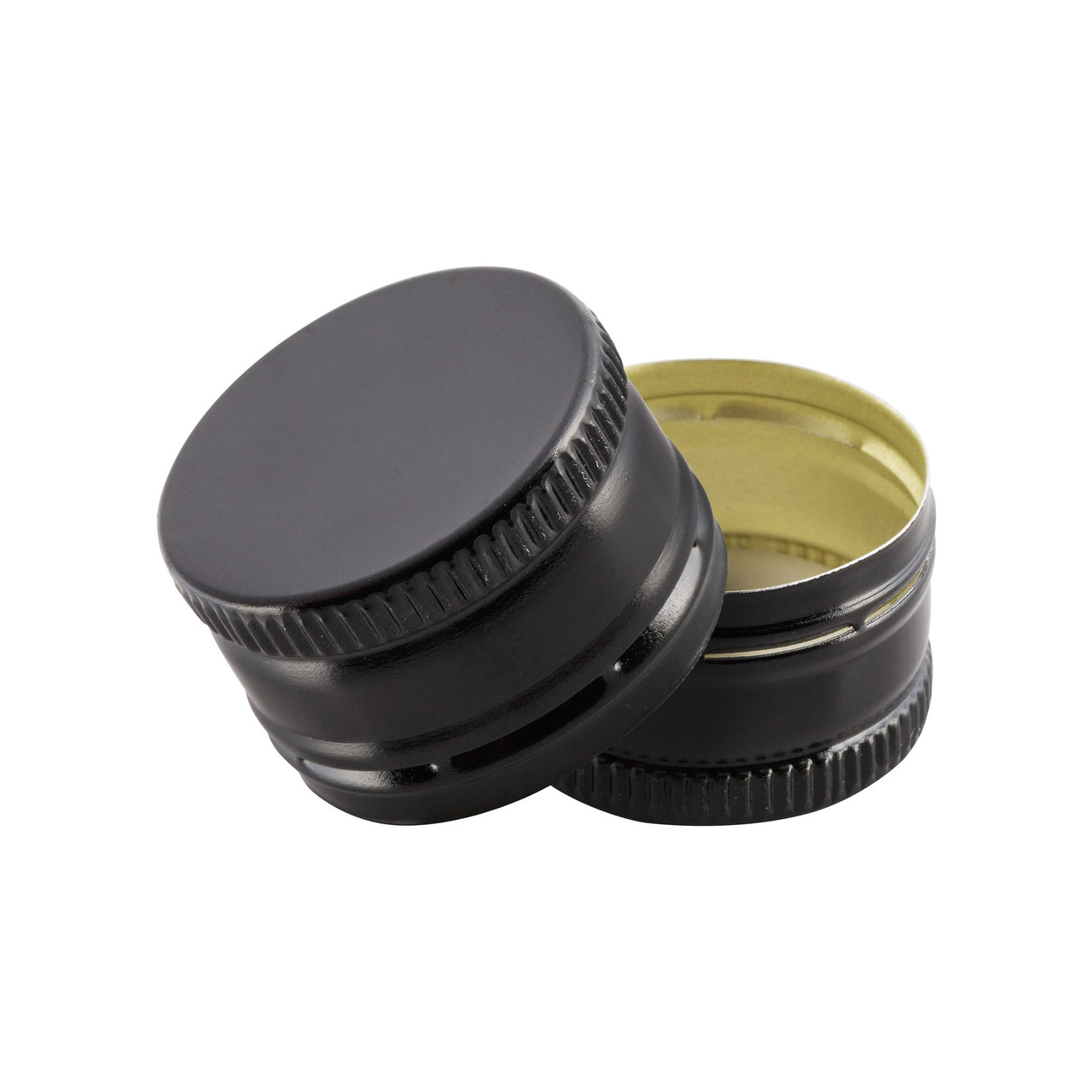 28mm Black Aluminium ROPP Cap with Liner - Plasdene Glass-Pak Pty Ltd