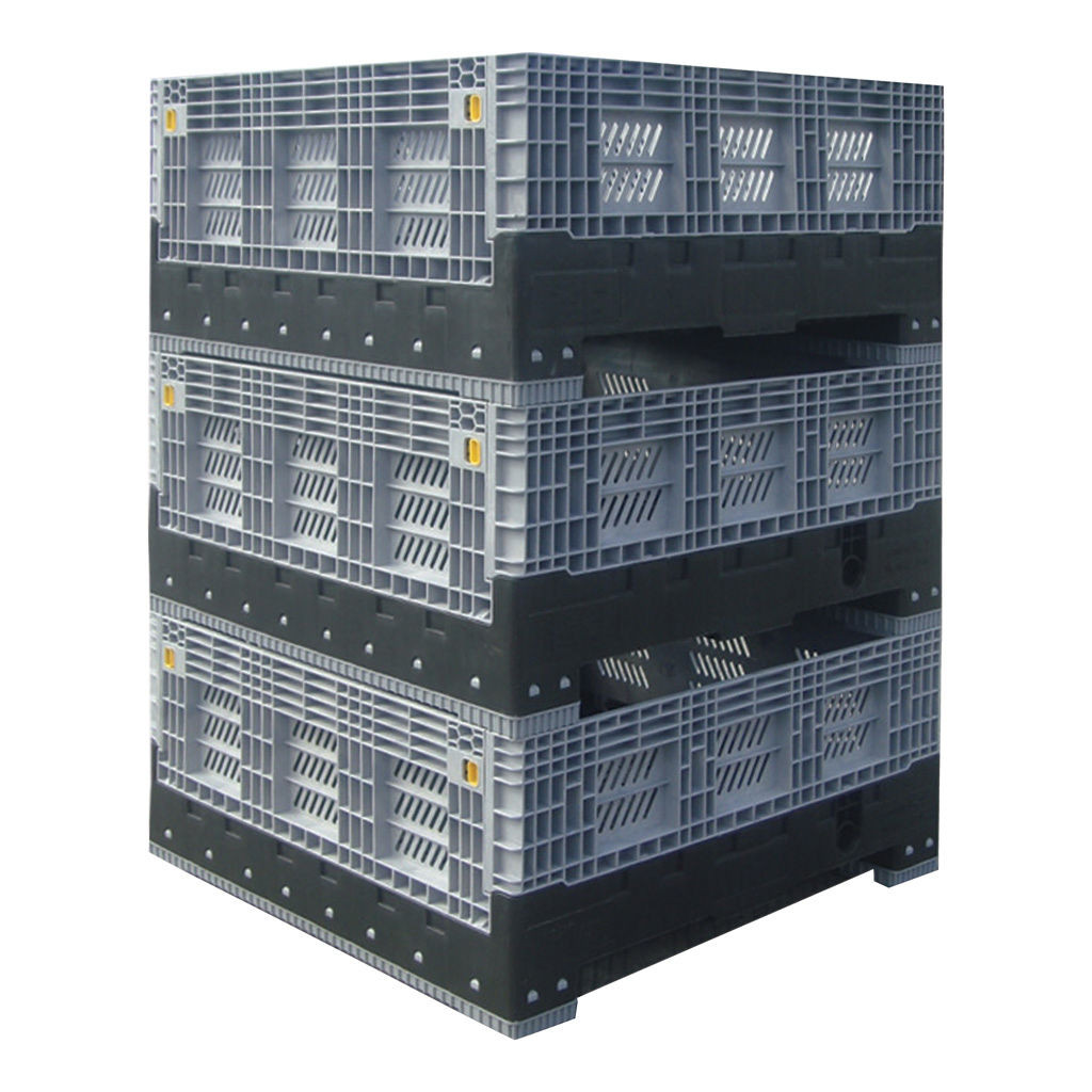 470Ltr Grey Collapsible Vented Pallet Bin - Plasdene Glass-Pak Pty Ltd