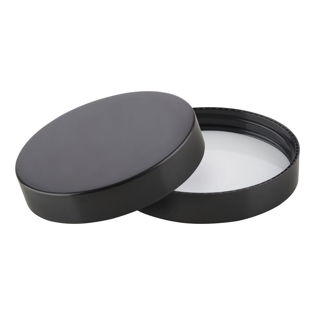 63mm Black Plastic Smooth Sided Screw Cap with Liner - Plasdene Glass ...