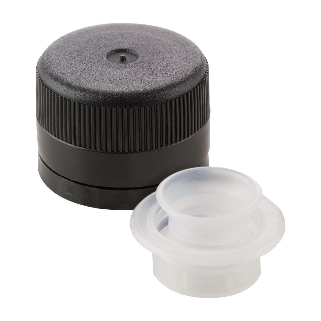 31.5mm Black Plastic Tamper Evident Cap and Pourer Insert - Plasdene ...
