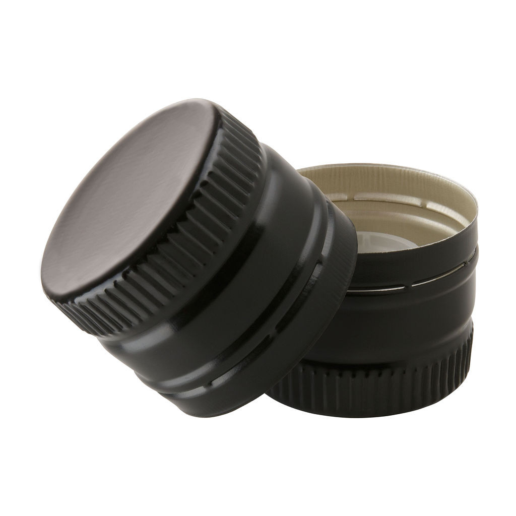 31.5mm Black Aluminium ROPP Cap with Pourer Plug - Plasdene Glass-Pak ...