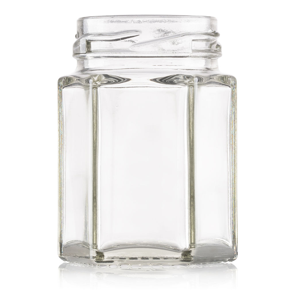 55ml Flint Glass Hex Food Jar 43mm Twist Finish - Plasdene Glass-Pak ...