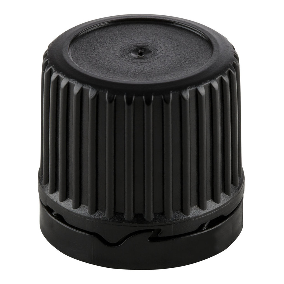 18mm Black Plastic Cap with Dropper Plug - Plasdene Glass-Pak Pty Ltd