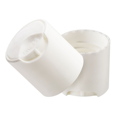24mm 410 White Plastic Disc Top Cap - Plasdene Glass-Pak Pty Ltd