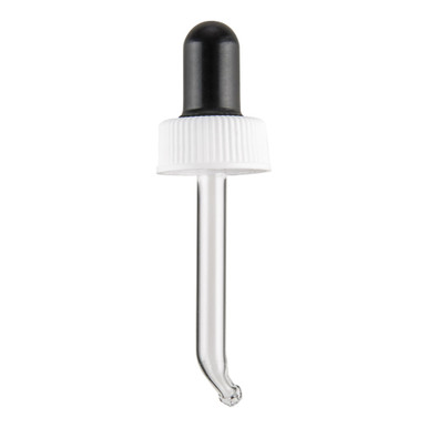 20mm Black & White Plastic Dropper Cap 60mm Glass Bent Bulb Pipette ...
