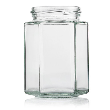 300ml Flint Glass Hex Food Jar 63mm Twist Finish - Pallet - Plasdene ...