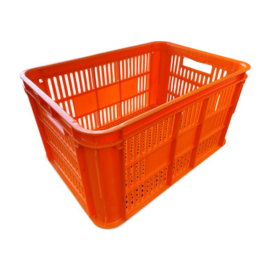 66Ltr Orange Plastic Vented Lug Box - Plasdene Glass-Pak Pty Ltd