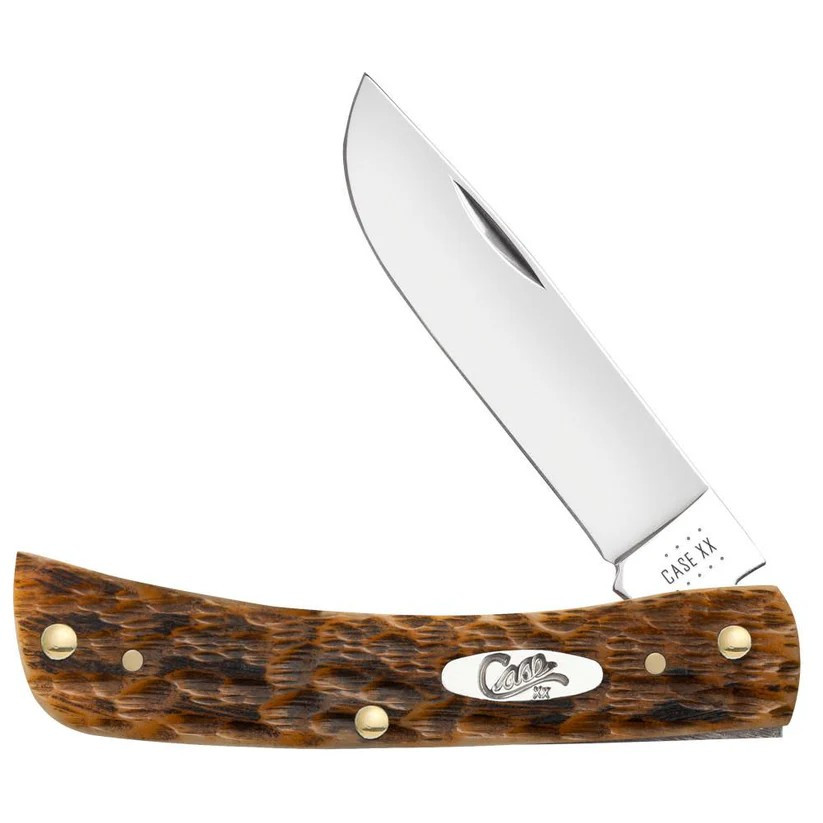 Case Peach Seed Amber Bone CS Sod Buster Jr Knife – Skinner Blade