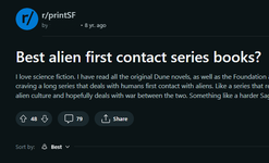 /r - /r/Science Fiction - Best alien first contact series books ...