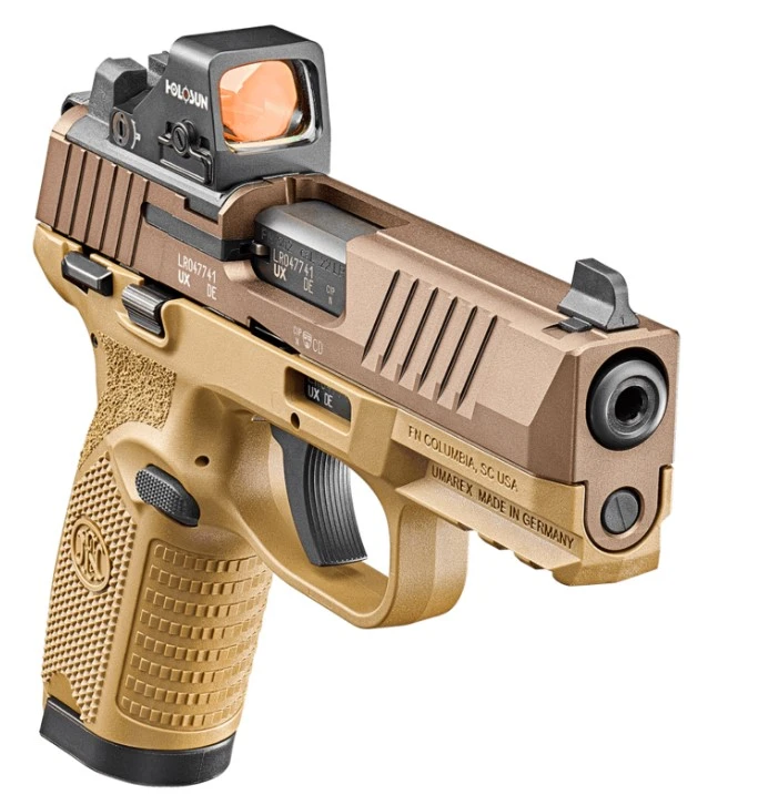 FN 502 MRD FDE .22LR 4" OPTIC READY PISTOL W/ SUPPRESSOR HEIGHT SIGHTS ...