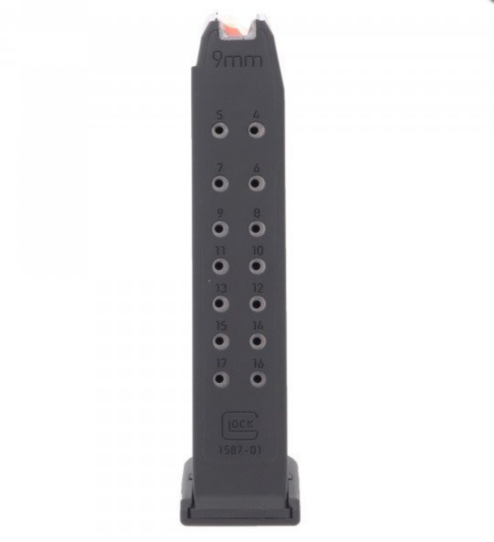 GLOCK G17, G34, G45, G47 17RD 9MM MAGAZINE ORANGE FOLLOWER OEM