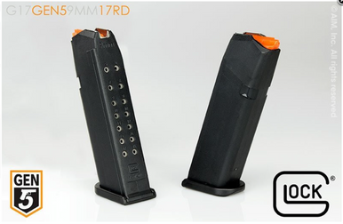 GLOCK G17, G34, G45, G47 17RD 9MM MAGAZINE ORANGE FOLLOWER OEM