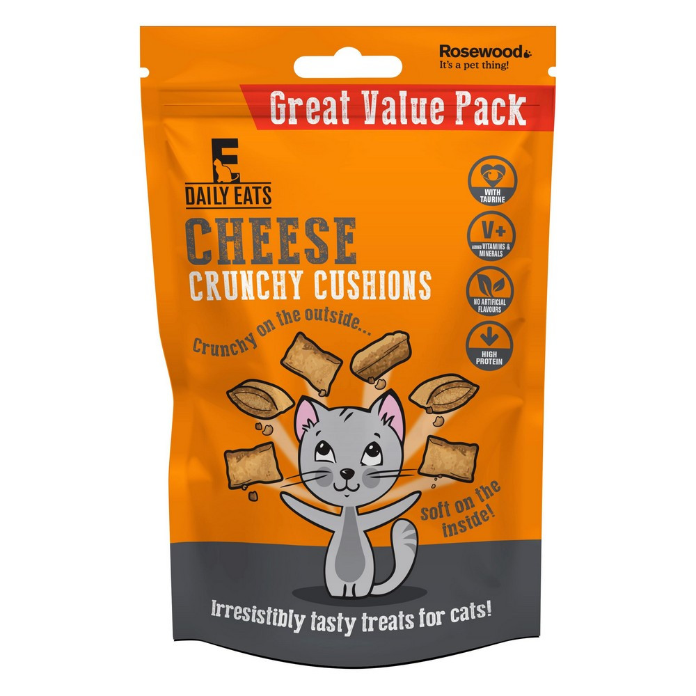 Rosewood Cat Cheese Crunchy Cushions 200g | Just for Pets