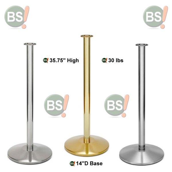 Heavy Duty Classic Rope Posts, 30 LBS Each, Flat Top, Sloped Base