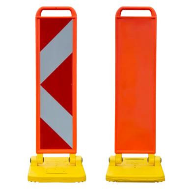 Horizont Collapsible delineator, left showing, chevron sheeting, orange ...