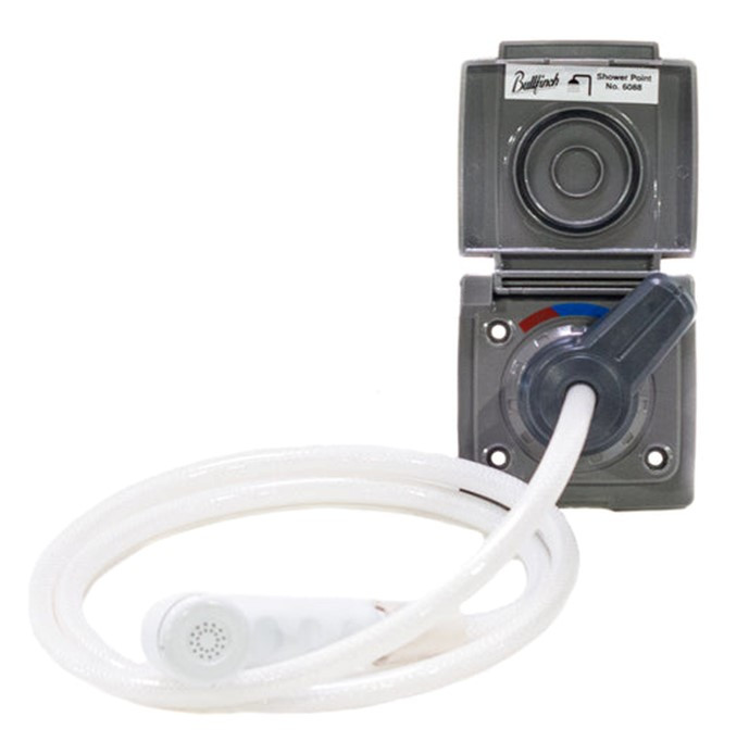 External Shower Point With 15mm JG Fittings - Grey - RV Supplies