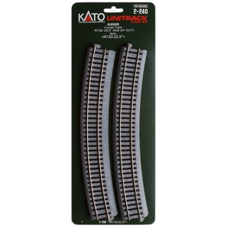Kato HO Unitrack 2-240 Curved Track 730mm 28 3/4” Radius – 22.5 degrees ...