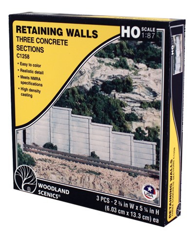 Woodland Scenics HO C1258 Retaining Wall Concrete