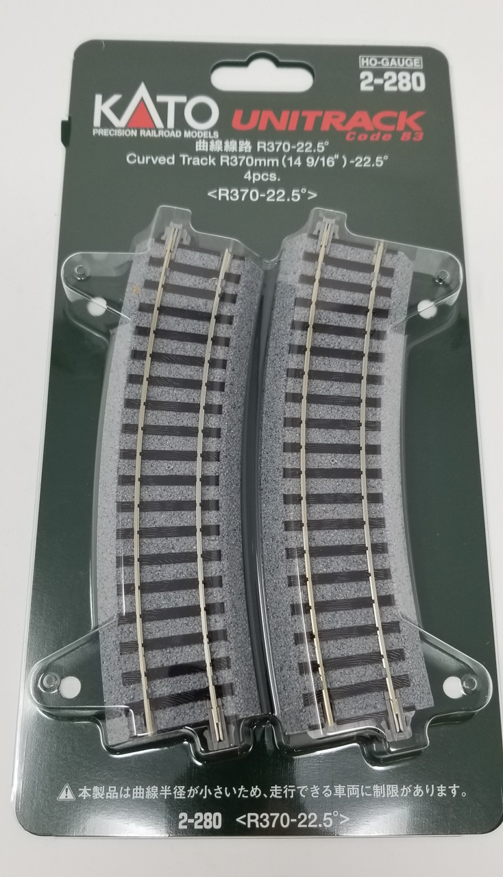 Kato HO Unitrack 2-280 Curved Track 370mm 14 9/16” Radius – 22.5 ...