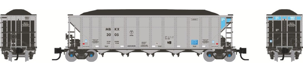 Rapido Trains Inc N 538036 AutoFlood III RD Coal Hopper Mitsui Rail Corp MBKX - 6 Pack #1