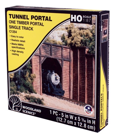 Woodland Scenics HO C1254 Single Track Tunnel Portal Timber