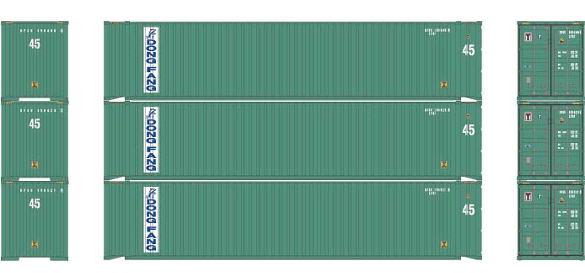 Athearn RTR HO ATH28043 45' Container Dong Fang Set #2 3-Pack