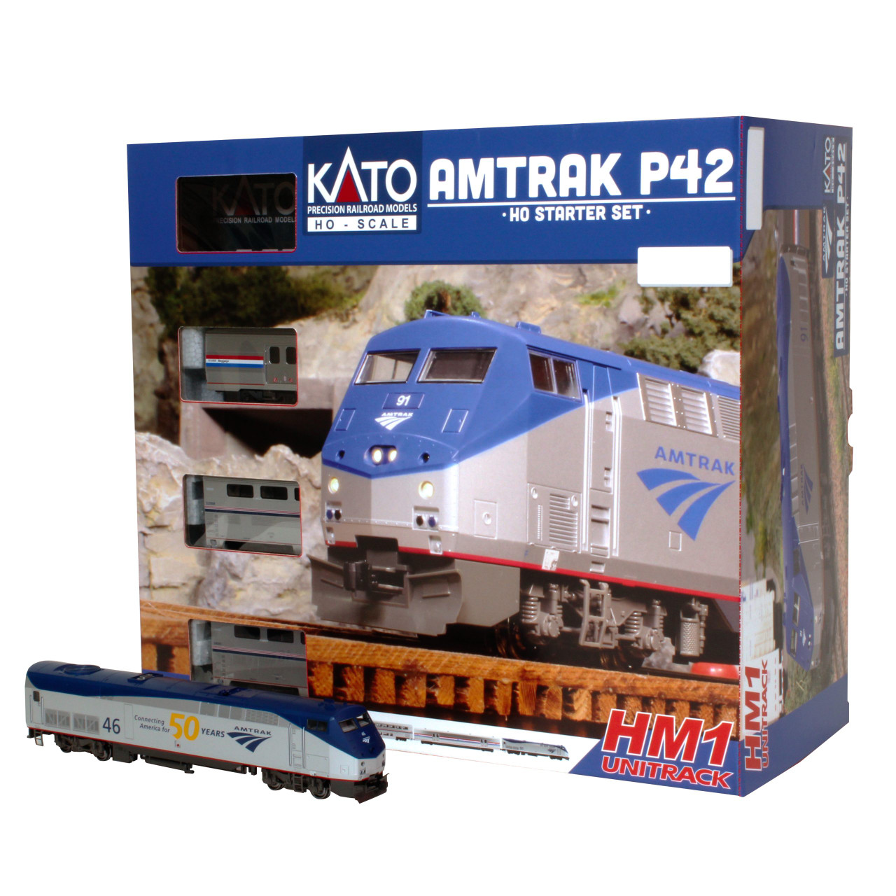 Kato HO 30-3001 HM1 Amtrak P42 Superliner Starter Set w/ Amtrak #46 Locomotive