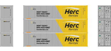 Athearn HO ATH16392 40' Low Cube Container HERC Rentals EASU #2 3-Pack