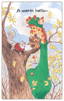 Suzy's Zoo Squirrel and Giraffe Thanksgiving Card