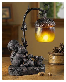 Squirrel and Acorn Sculpted Accent Lamp