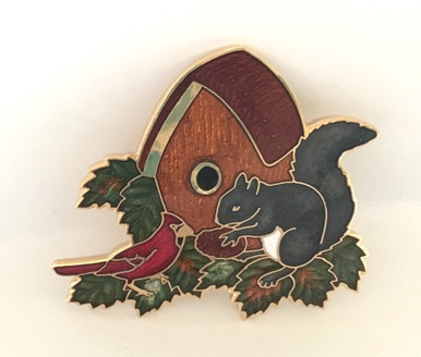 Squirrel and Red Cardinal Brooch/Pin