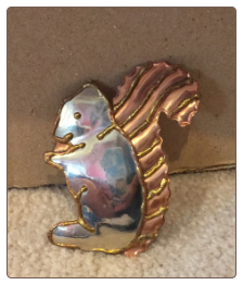 Copper Tail Squirrel Brooch/Pin