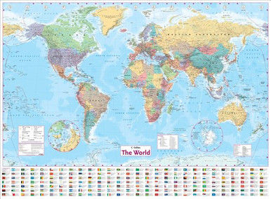World Wall Laminated Map - superdealbookstore