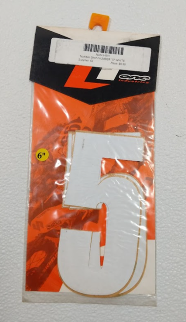 One Industries 6" Number Plate Decal "5" 3 Pack NU6-5-WH - Sun Coast ...