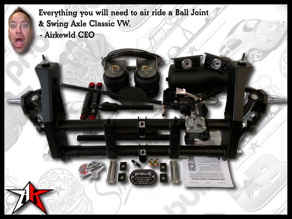 1966-1968 Classic VW Type 1 Beetle Ghia Complete Air Ride Kit with ...