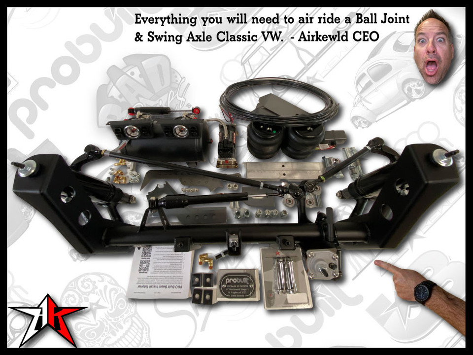 1966-1968 Classic VW Type 1 Beetle Ghia Complete Air Ride Kit with ...