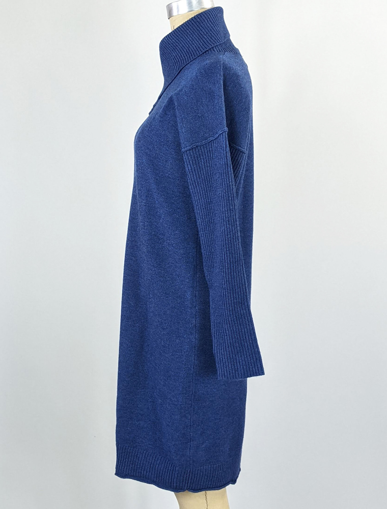 Envelope Neck Long Sleeve Sweater Dress by FDJ - Lines of Designs