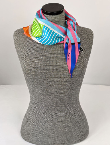 Silk Diamond Shape Scarf Colorful Stripes - Lines of Designs