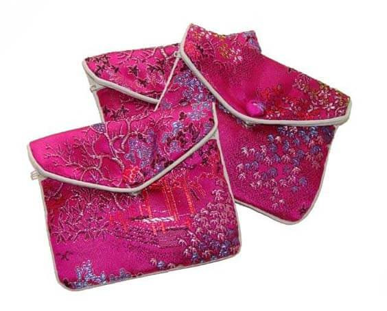 Pink Chinese Silk Pouches for Sale Online